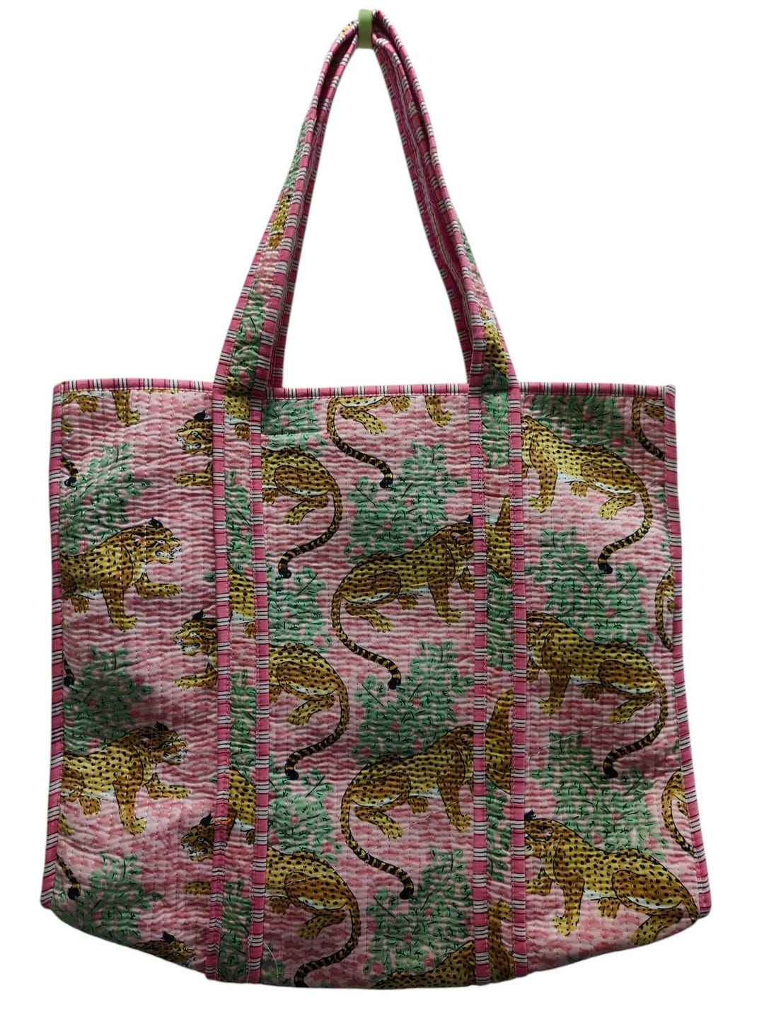 Block Print Cotton Tote Bag: Handmade Quilted Shopping Bag - Etsy