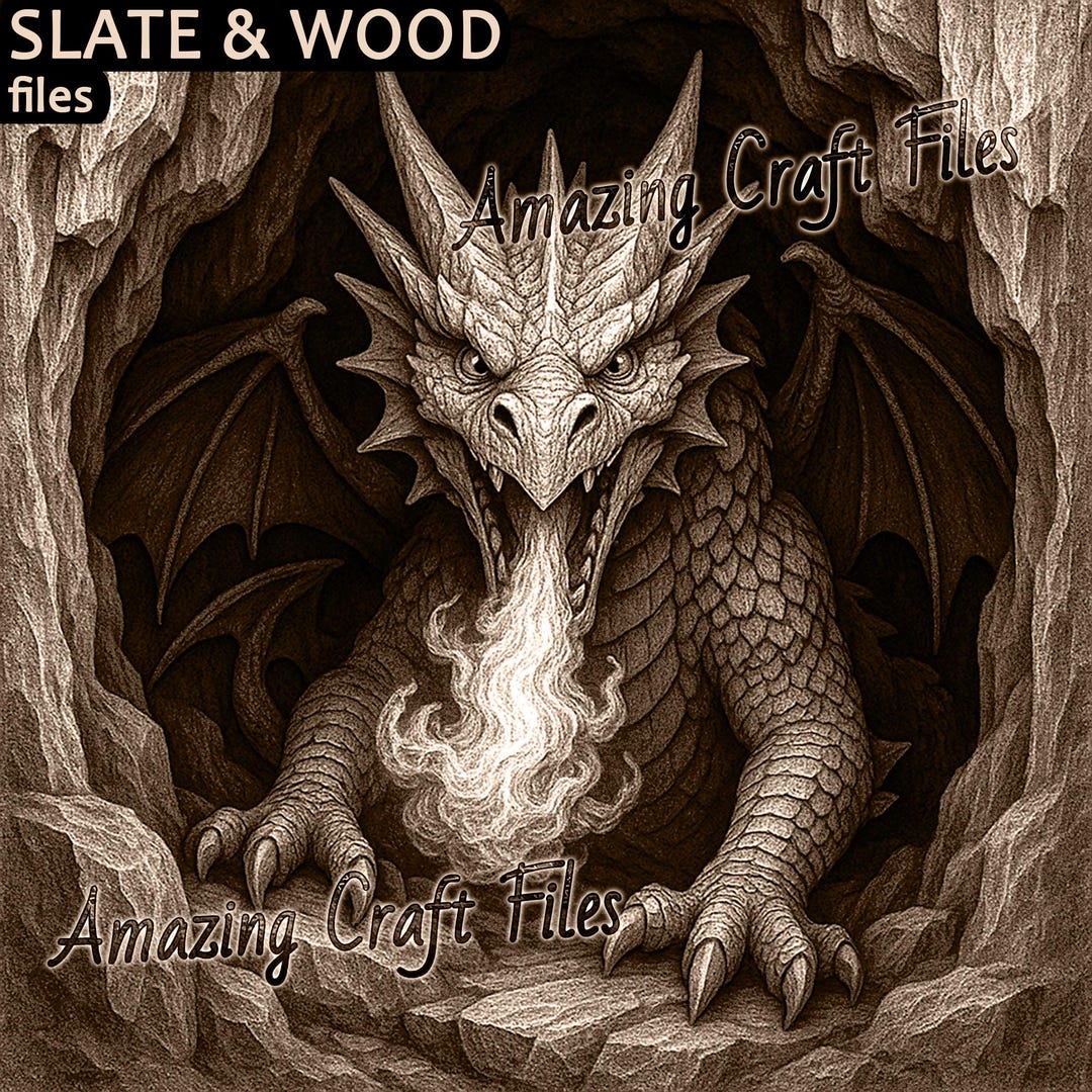 Dragon 3D Illusion, Laser Engraving: Grayscale PNG Files (digital ...