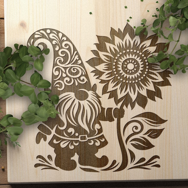Gnome With Sunflower Svg - Etsy