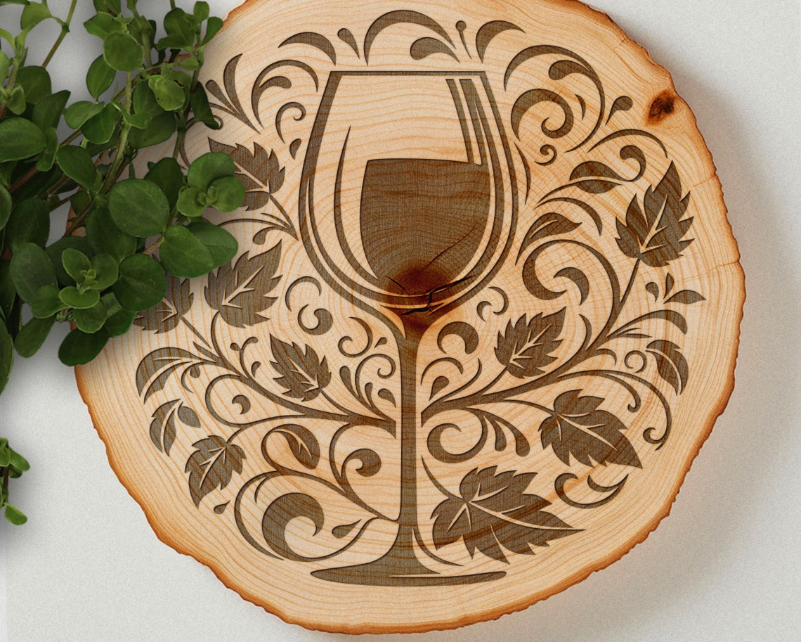 Wine SVG, Wine Vector Design for Cutting Machines, Wine PDF, Wine Laser ...