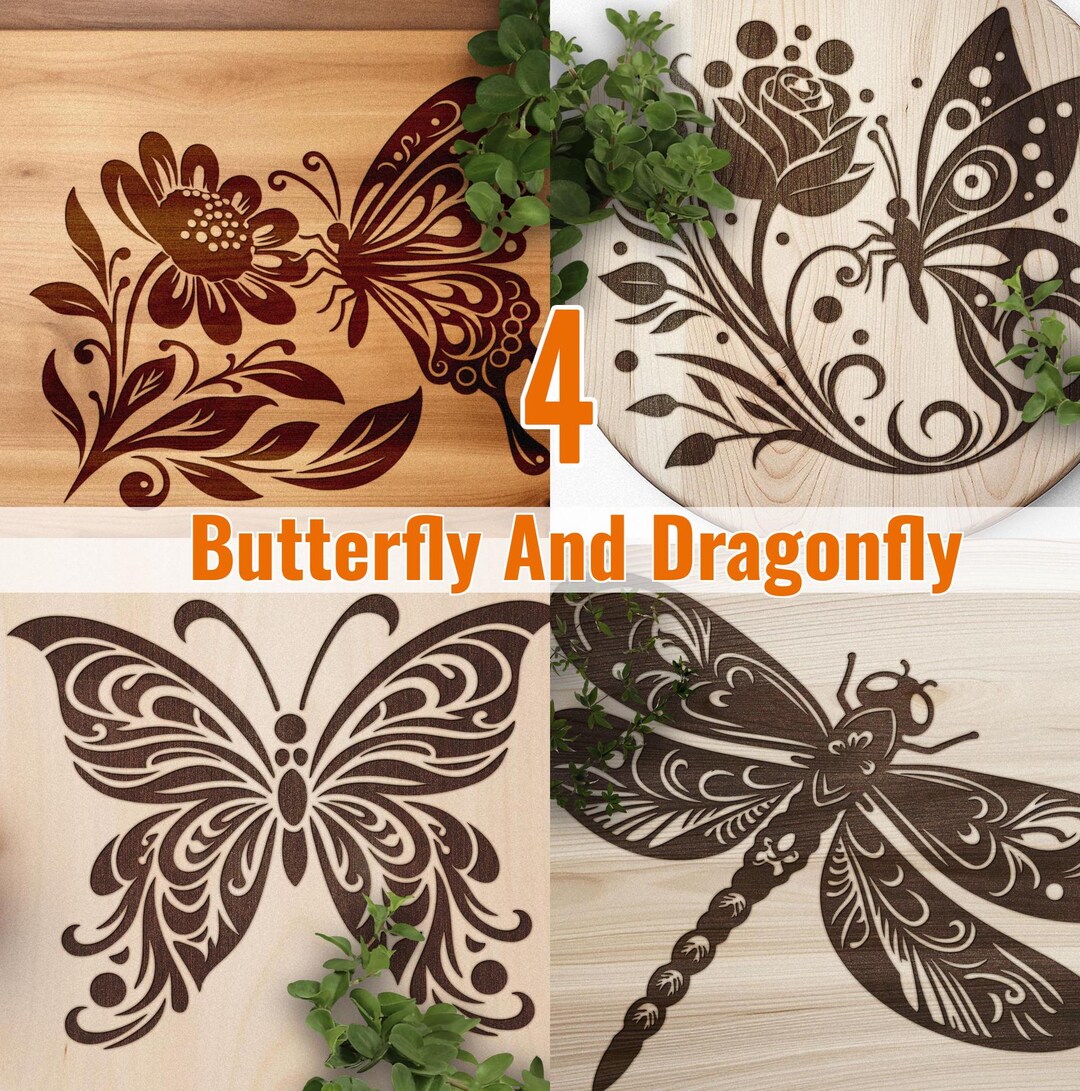 Butterfly and Dragonfly SVG Bundle, Butterfly SVG Set, Butterfly Laser ...
