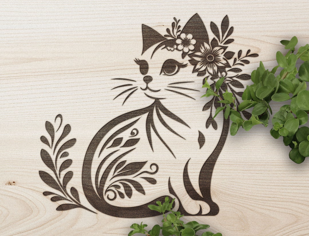 Kitten SVG, Cat Vector Design for Cutting Machines, Cat PDF, Cat SVG ...