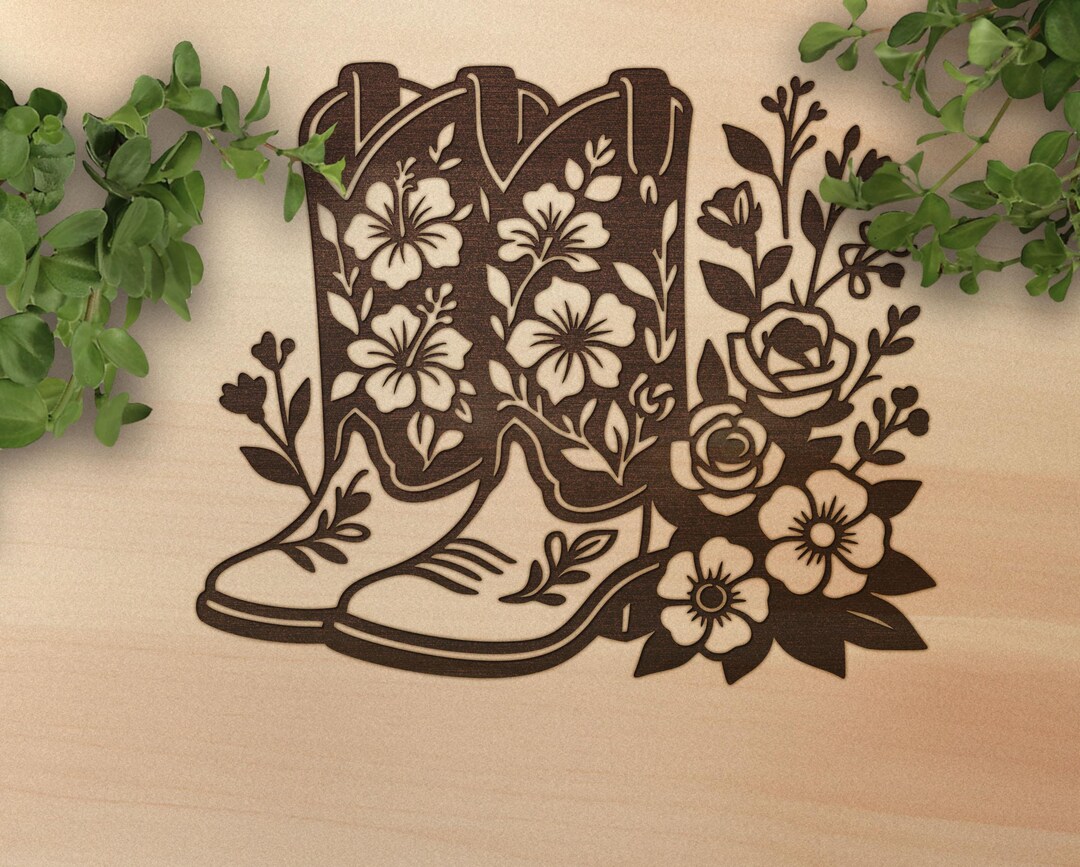 Cowboy Boots SVG, Laser Engraving SVG, Western Vector File for Laser ...