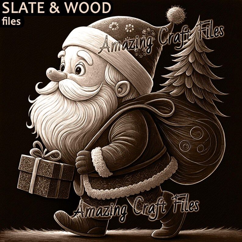 Santa & Elf 3D Illusion, Christmas Laser Engraving File Set (digital ...