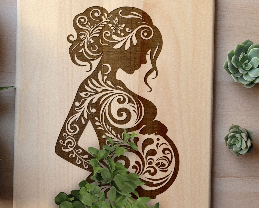 Pregnant Woman SVG, New Mom Vector Design for Cutting Machines ...