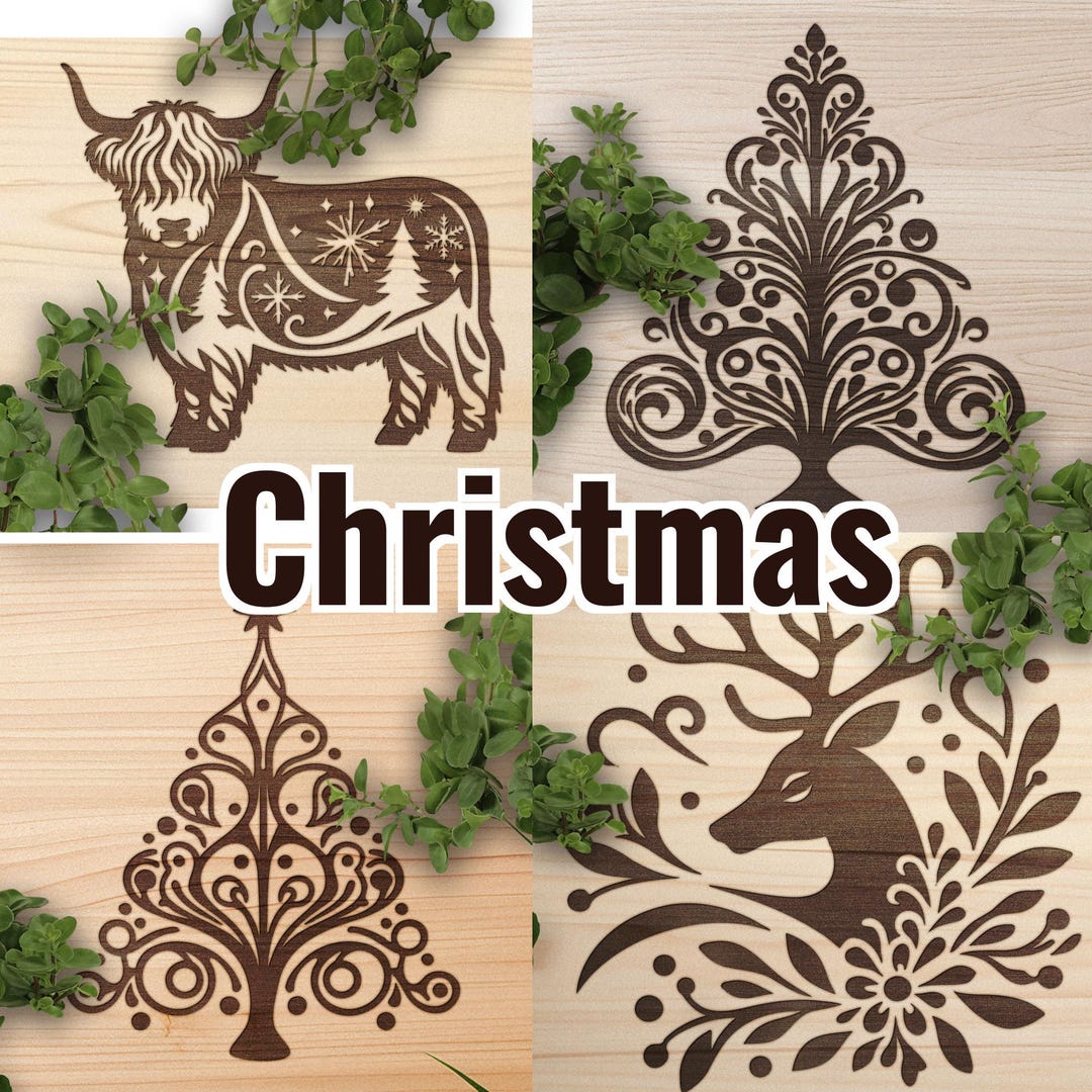 Christmas Animals SVG Laser Cut Files: Holiday Vector Designs (digital ...