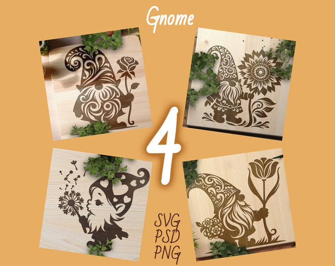 Gnomes Outline Bundle 8 Designs SVG PNG Pdf Dxf File Formats Vector ...