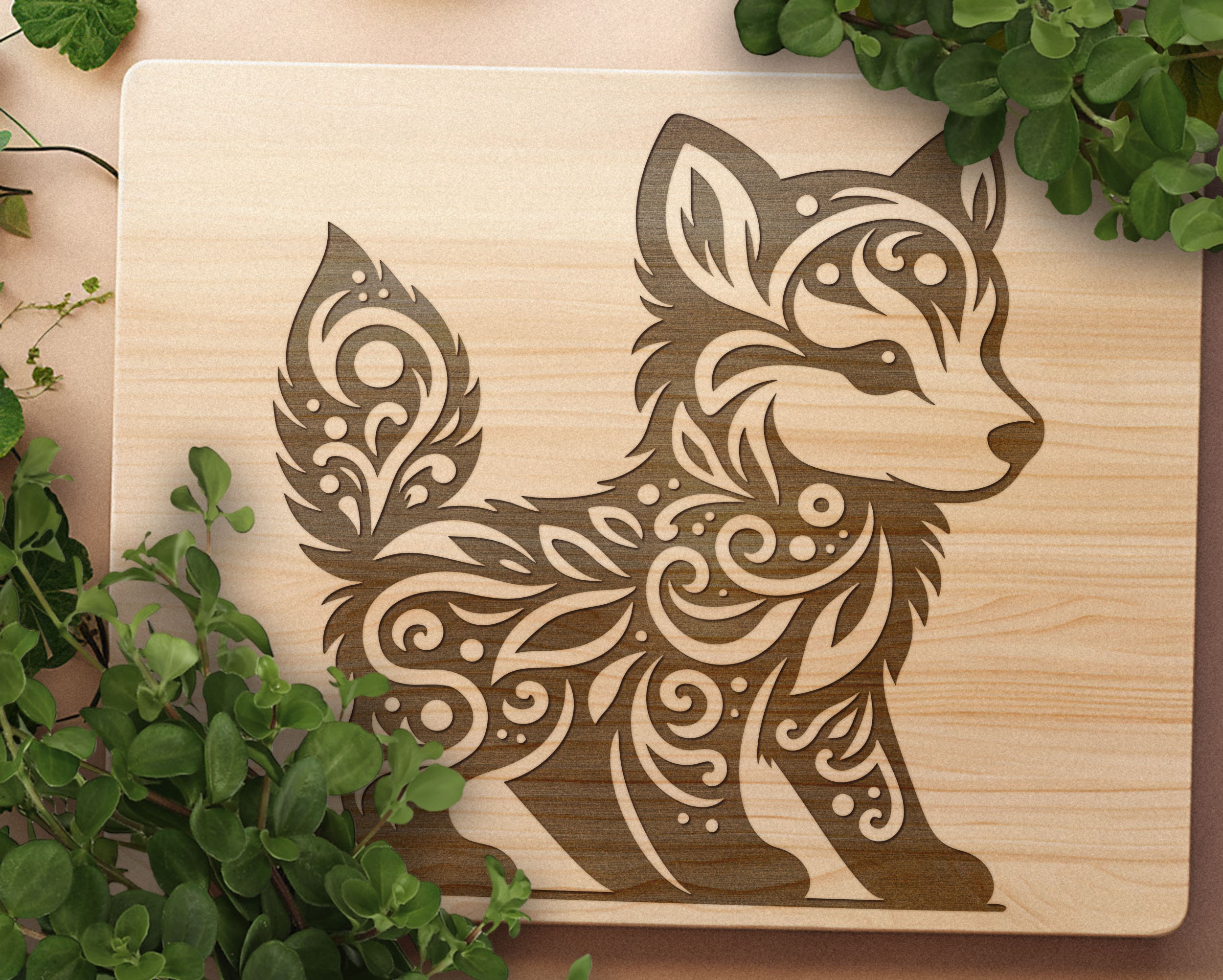 Baby Wolf SVG, Wolf Cup Vector Design for Cutting Machines, Wolf PDF ...