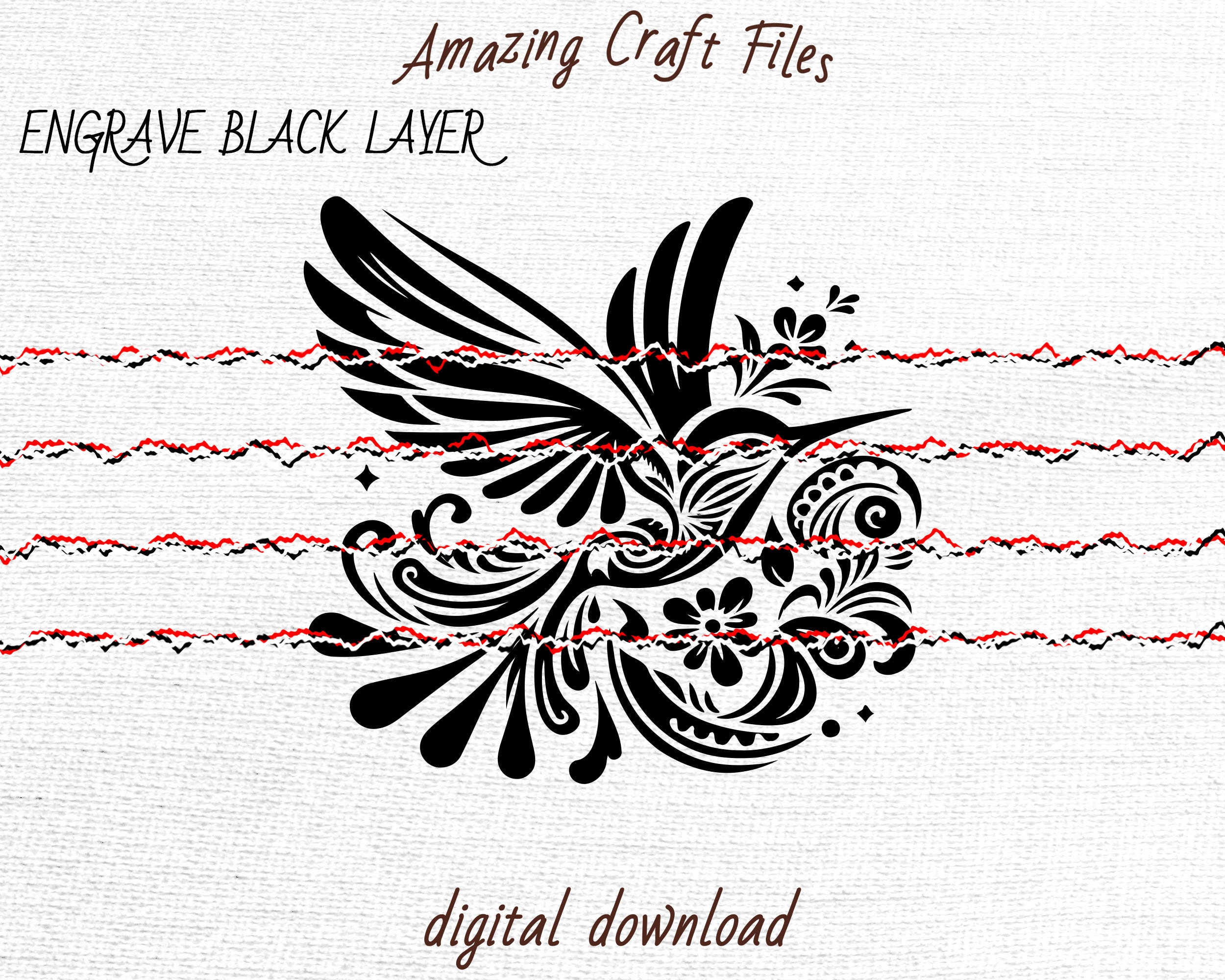 Hummingbird Laser Cut File: Floral SVG, PDF Vector Design (digital ...