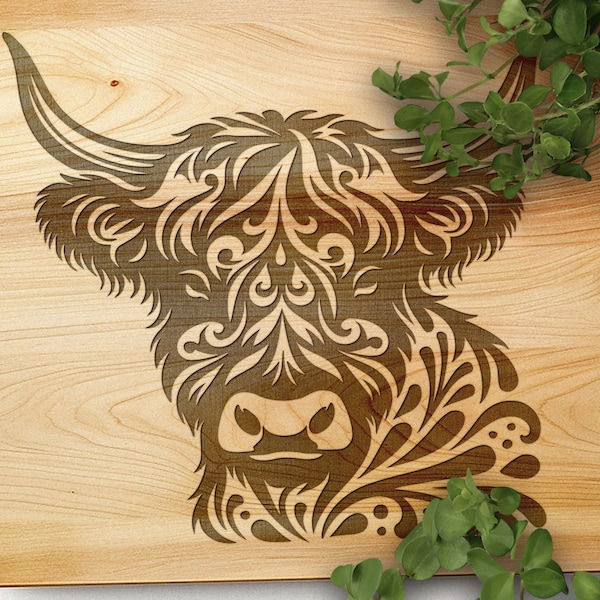 Highland Cow File for Engraving With Laser - Etsy