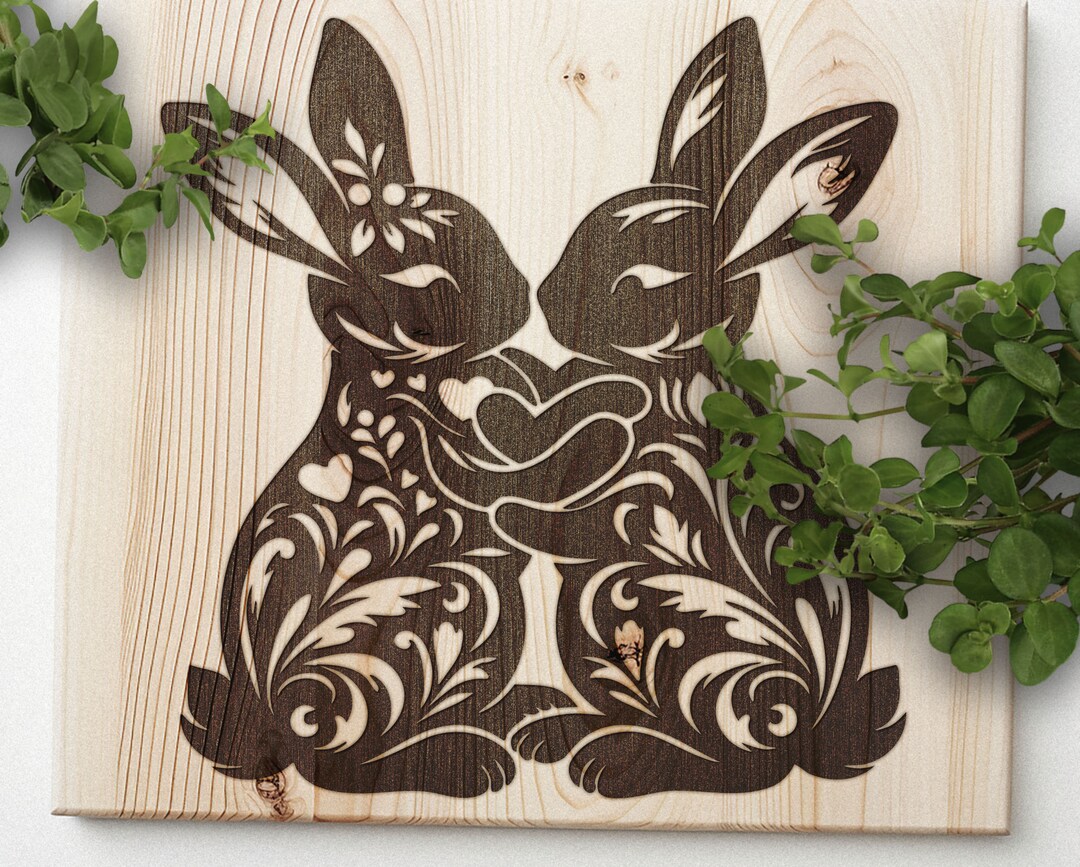 Bunnies in Love SVG, Rabbit SVG, Easter File, Bunny Vector Design for ...
