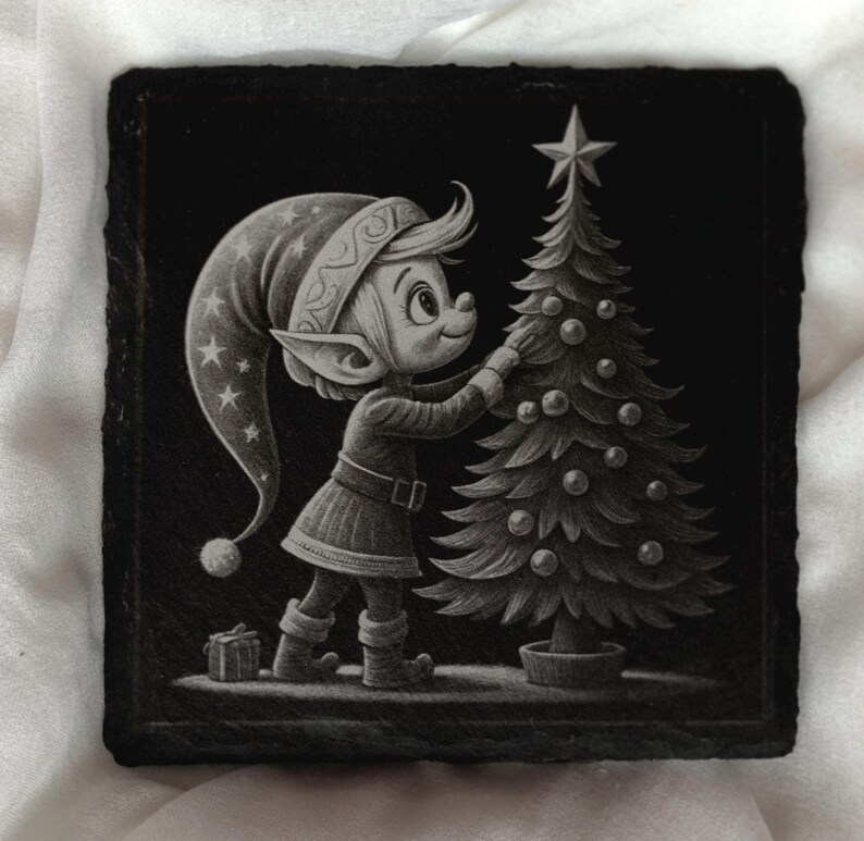 Santa & Elf 3D Illusion, Christmas Laser Engraving File Set (digital ...