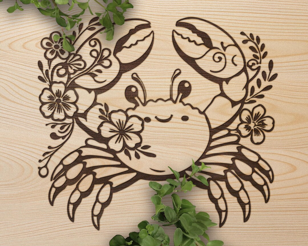 Floral Crab Laser Cut File: SVG, PNG, PDF (digital Download) - Etsy