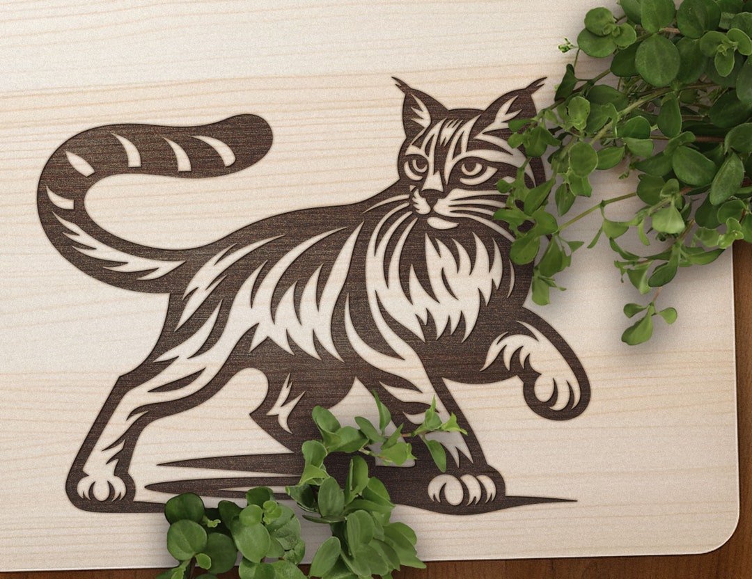Lynx SVG, Cat Vector Design for Cutting Machines, Cat PDF, Cat Laser ...