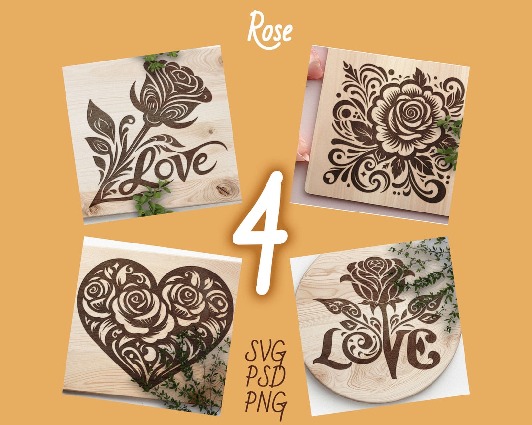 Rose SVG, Rose SVG Bundle, Rose File Set, Love Vector Design for ...