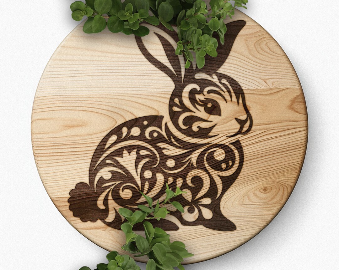 Bunny SVG: Laser Engraving Cut File, Easter Rabbit Vector (PDF) - Etsy