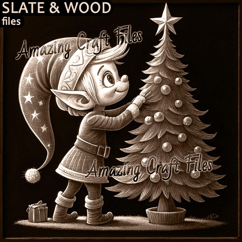 Santa & Elf 3D Illusion, Christmas Laser Engraving File Set (digital ...