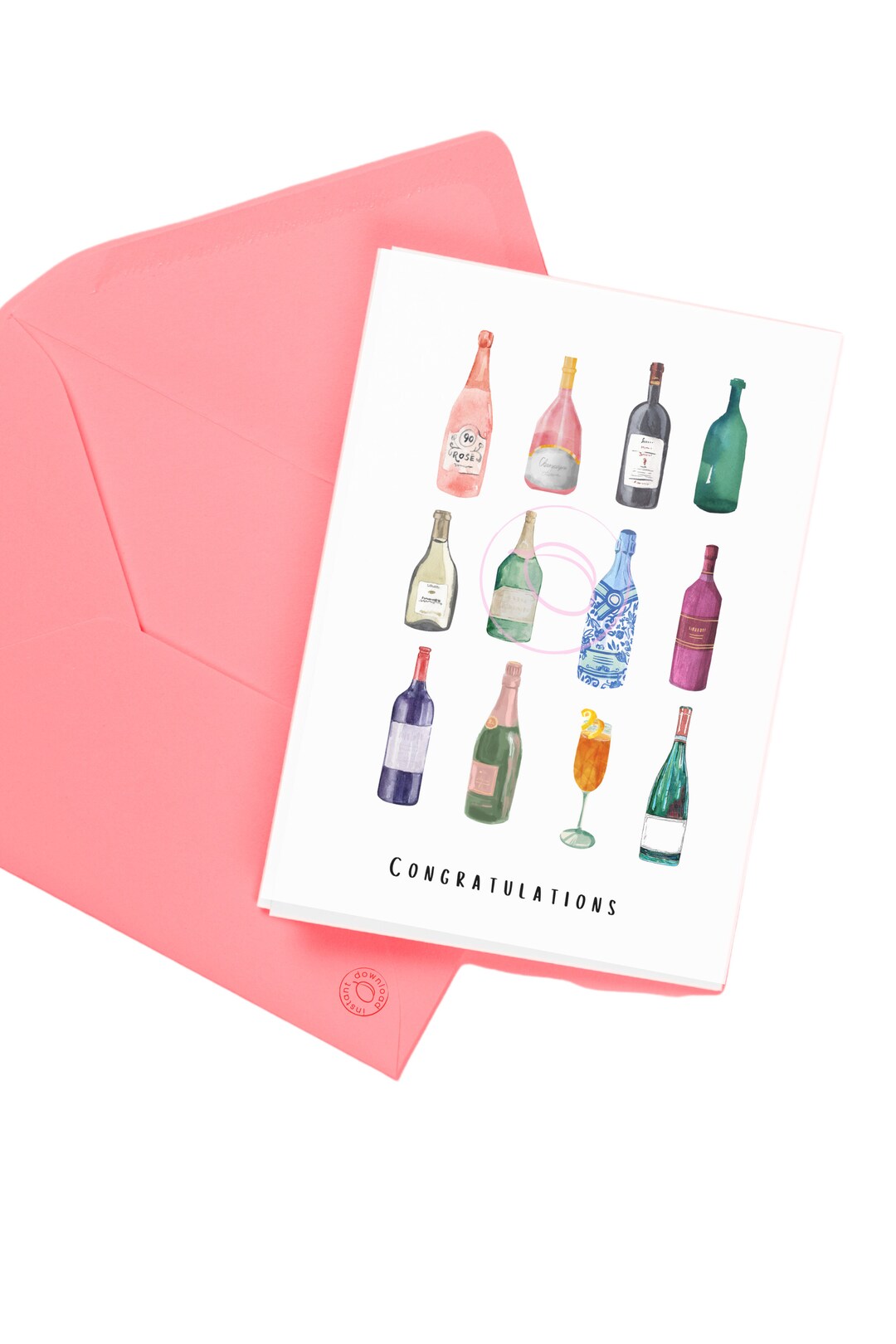 Congratulations Card, Digital Congrats Card, Champagne Bottles Print ...