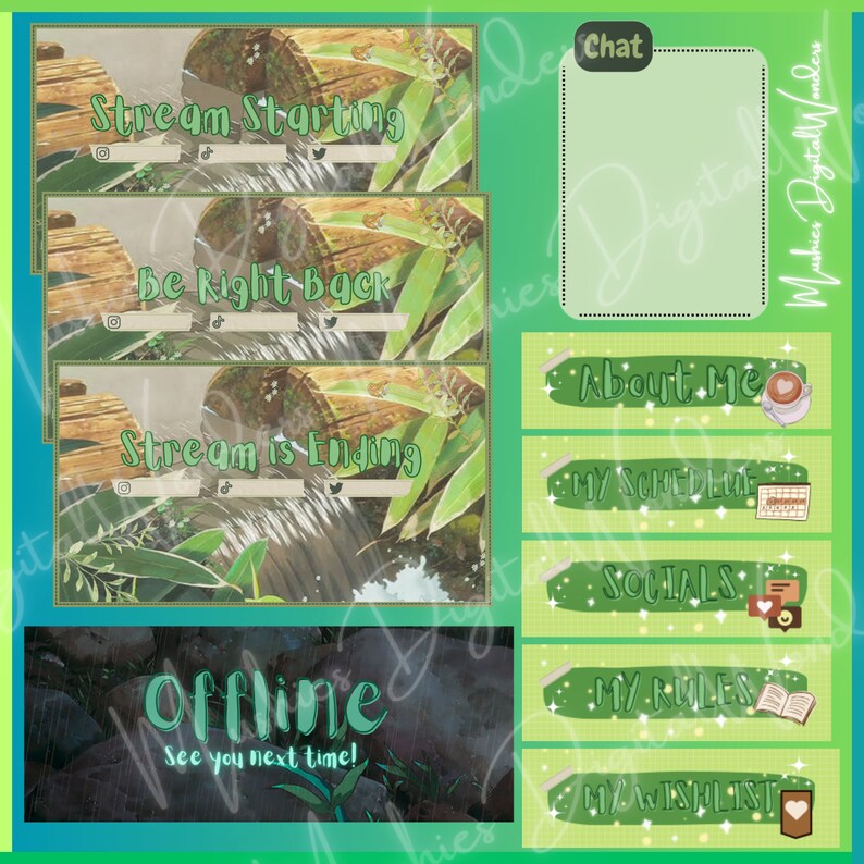 Simple Cozy Lo-fi Animated Twitch Overlays / X3 Animated River Overlay ...