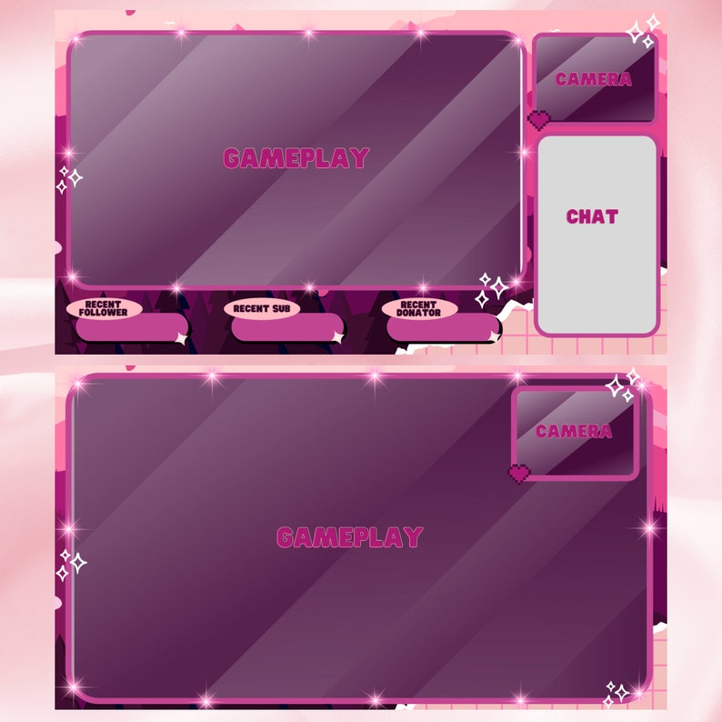 Cute Pink Animated Gradient Mountain Twitch Overlays /pink Twitch ...