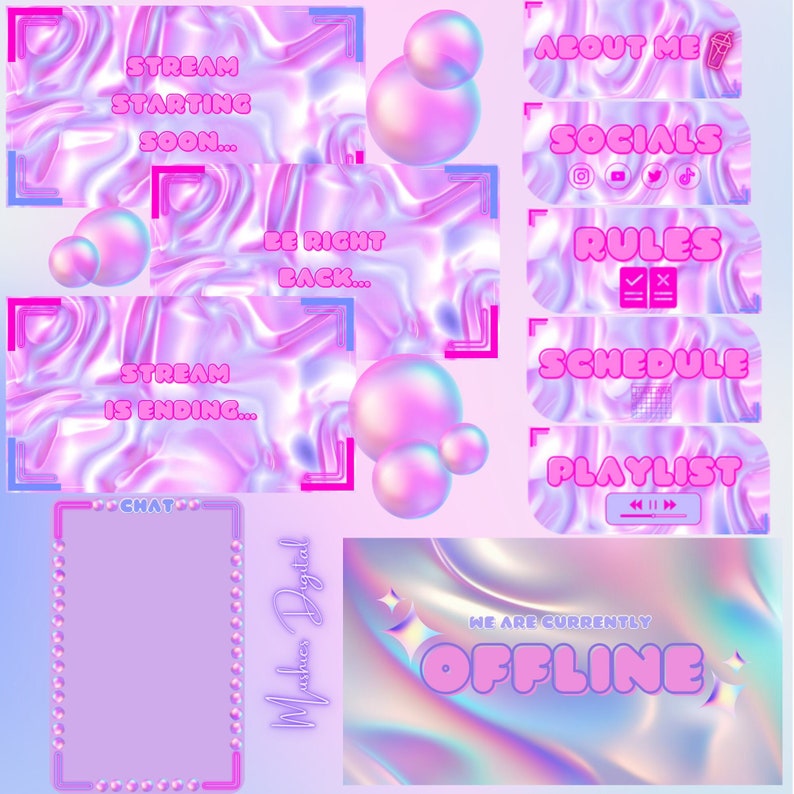 ANIMATED Twitch Overlay /stream Package / Cozy Magical Holographic ...