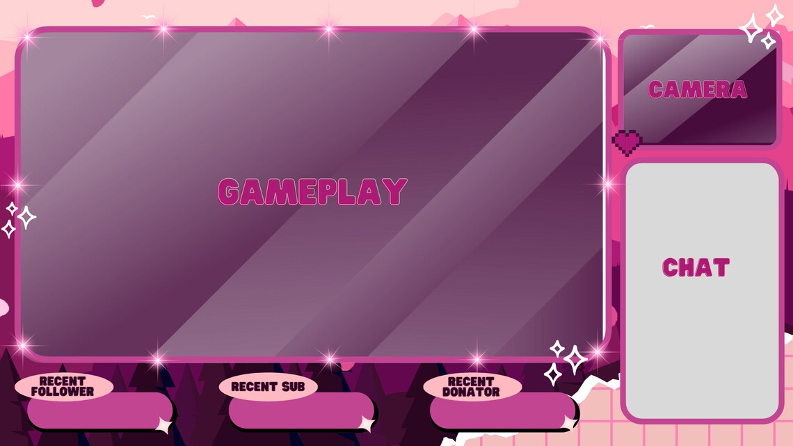 Cute Pink Animated Gradient Mountain Twitch Overlays /pink Twitch ...