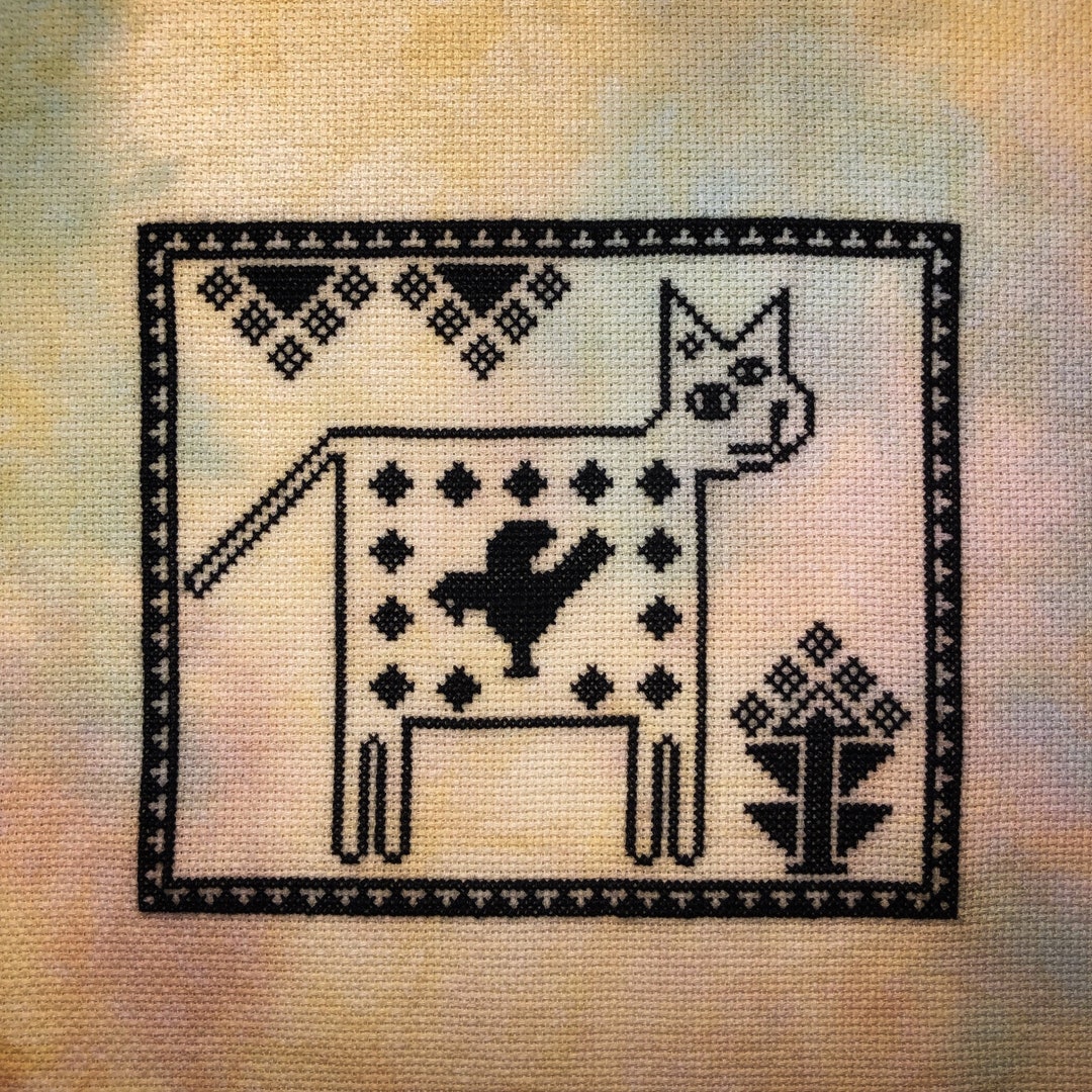 Wonky Cat, A Cross Stitch Sampler Pattern - Etsy