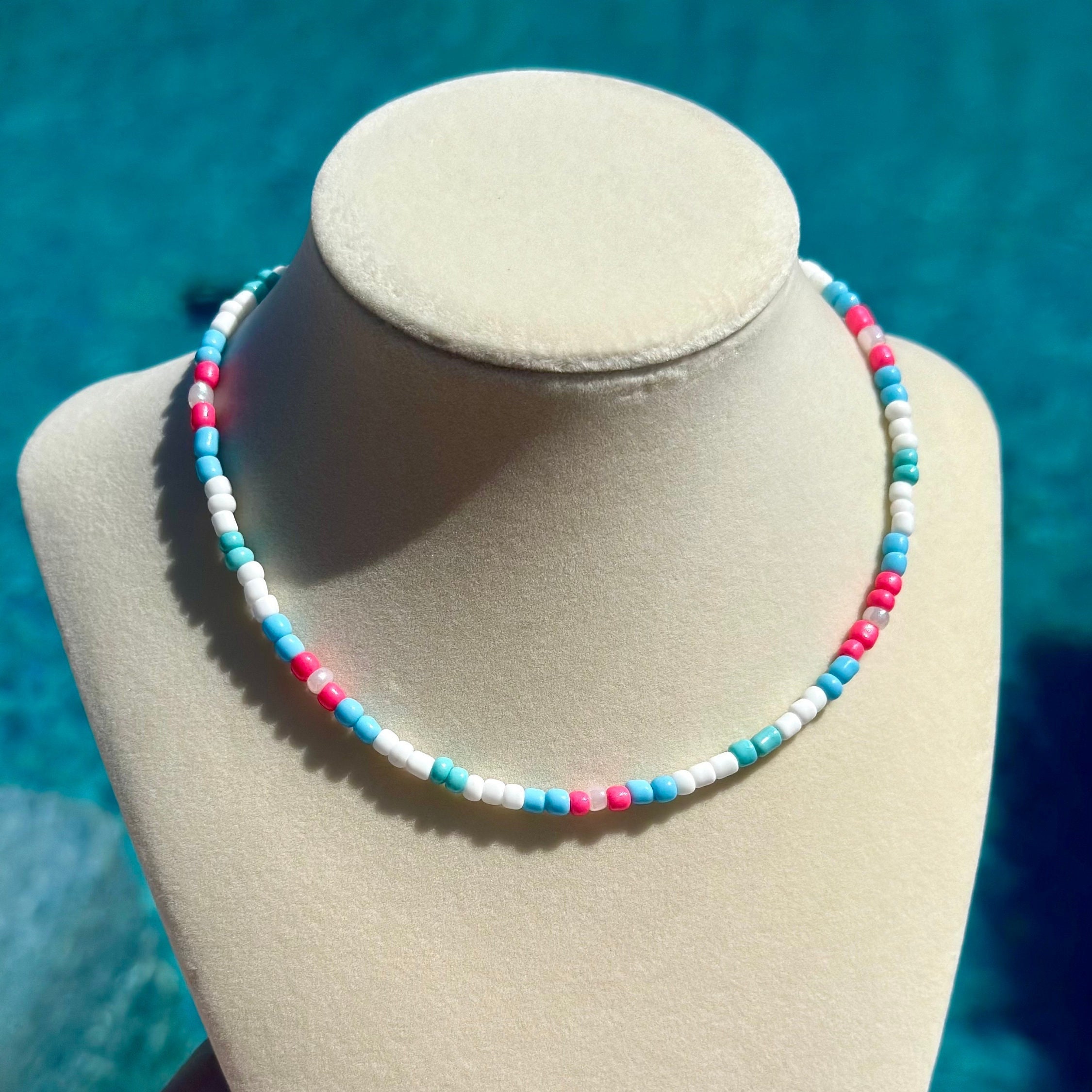 Preppy Seed Bead Necklace - Etsy