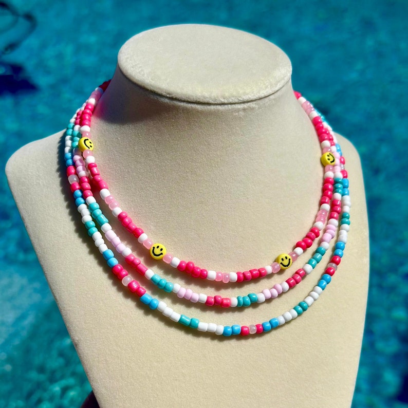 Preppy Seed Bead Necklace - Etsy