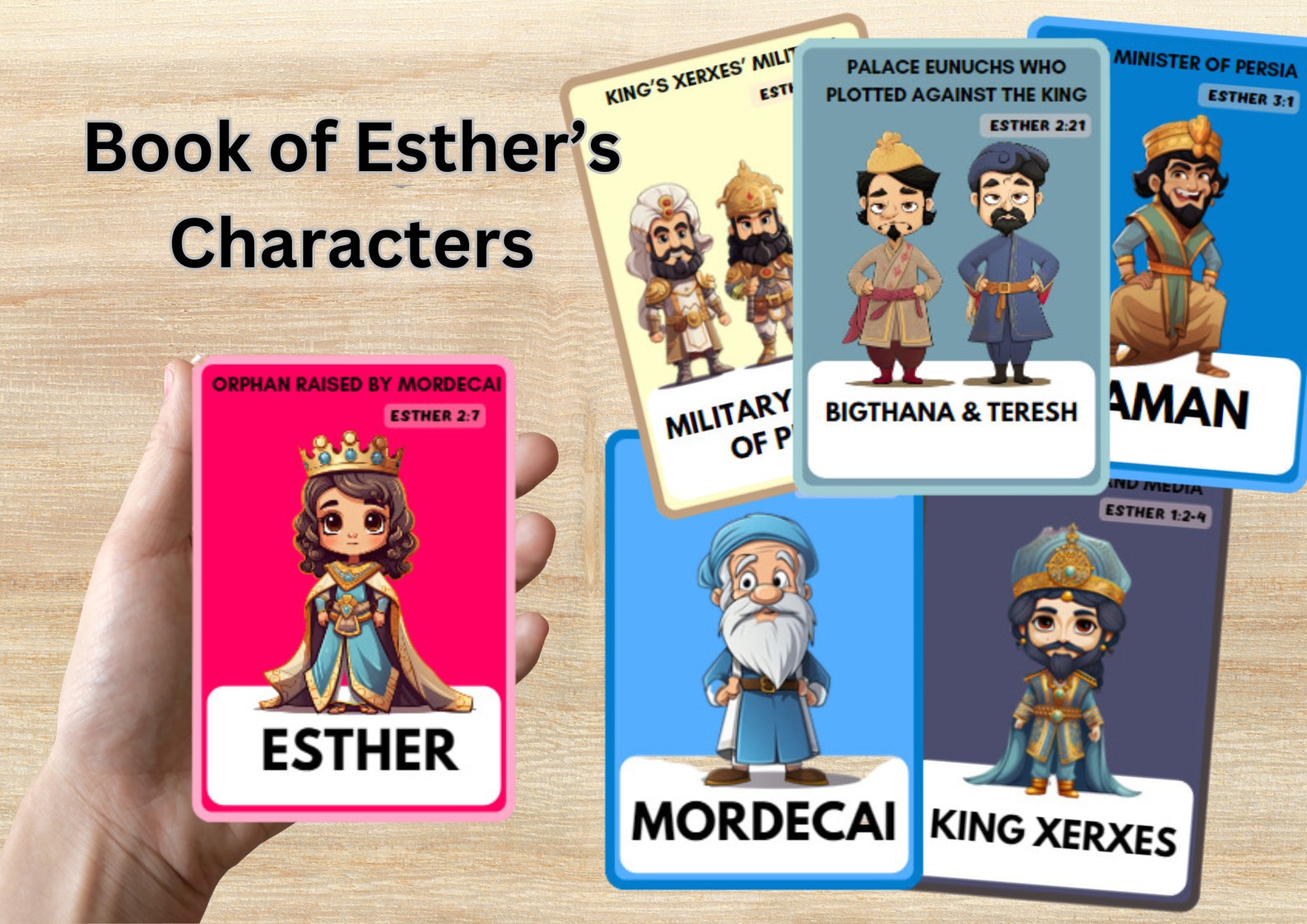 Book of Esther Bible Character Flashcards: Christian Education (digital ...