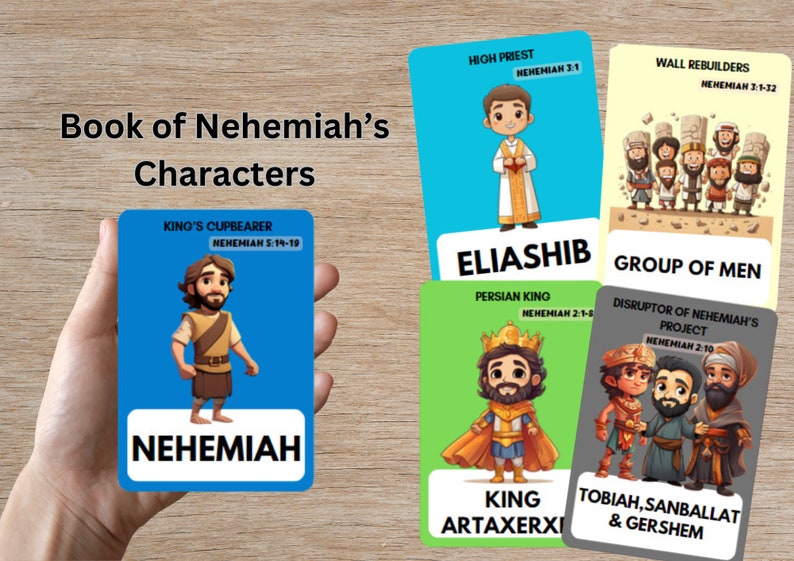 Nehemiah Bible Character Flashcards: Christian Education (digital ...
