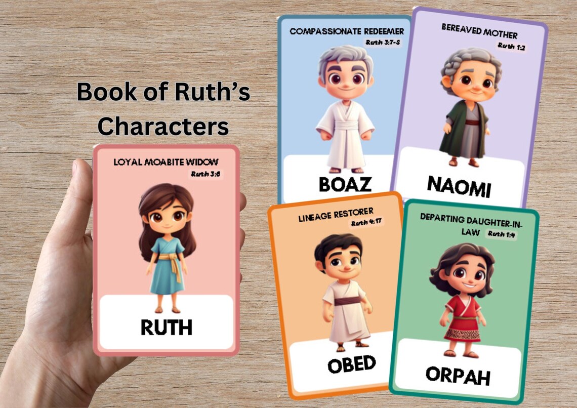 Ruth Bible Character Flashcards for Kids, Christian Education Tool ...