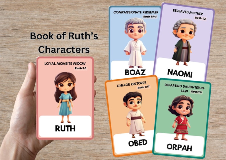Ruth Bible Character Flashcards for Kids, Christian Education Tool ...