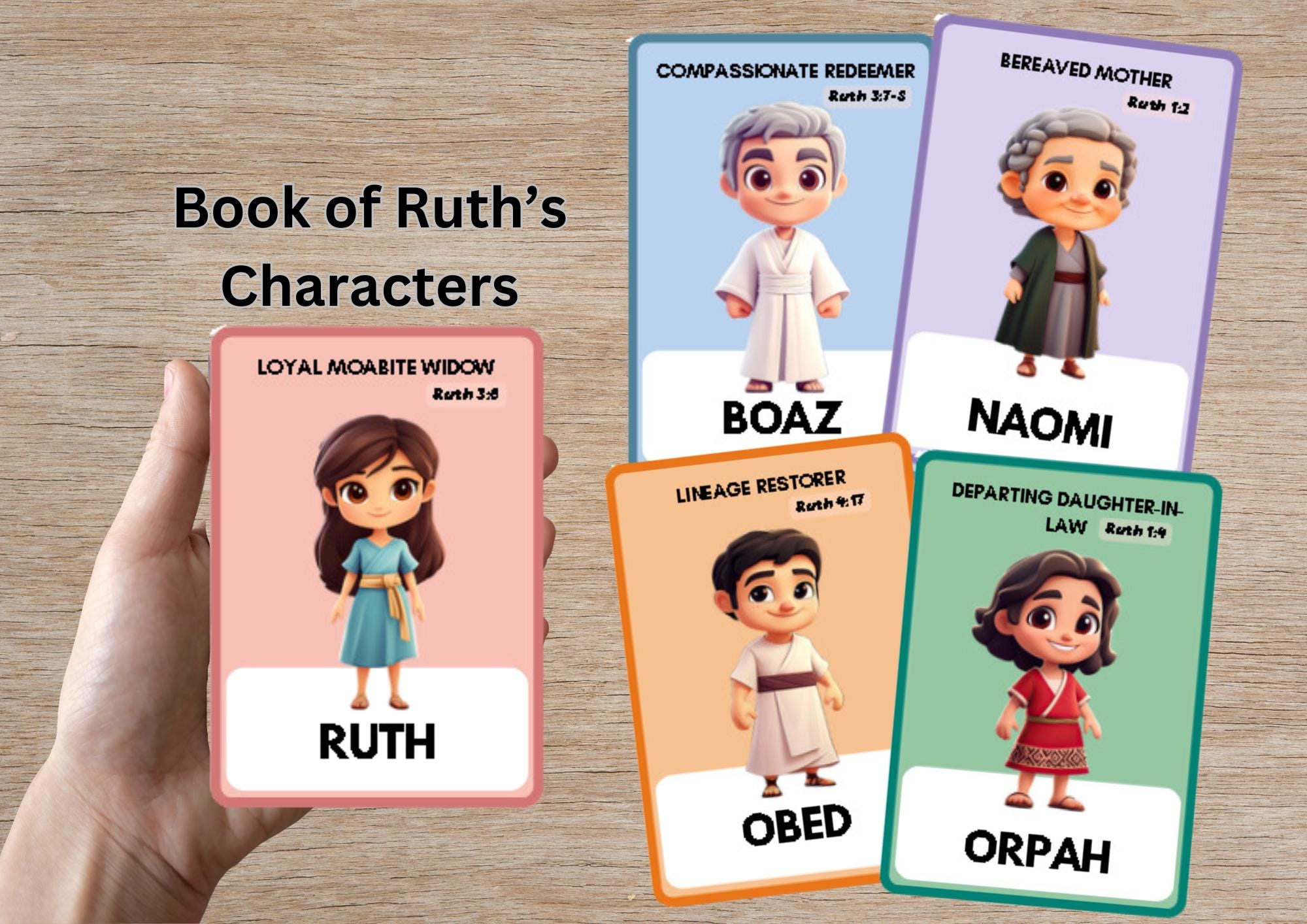 Ruth Bible Character Flashcards for Kids, Christian Education Tool ...