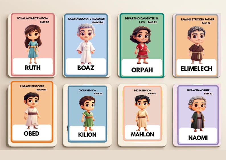 Ruth Bible Character Flashcards for Kids, Christian Education Tool ...
