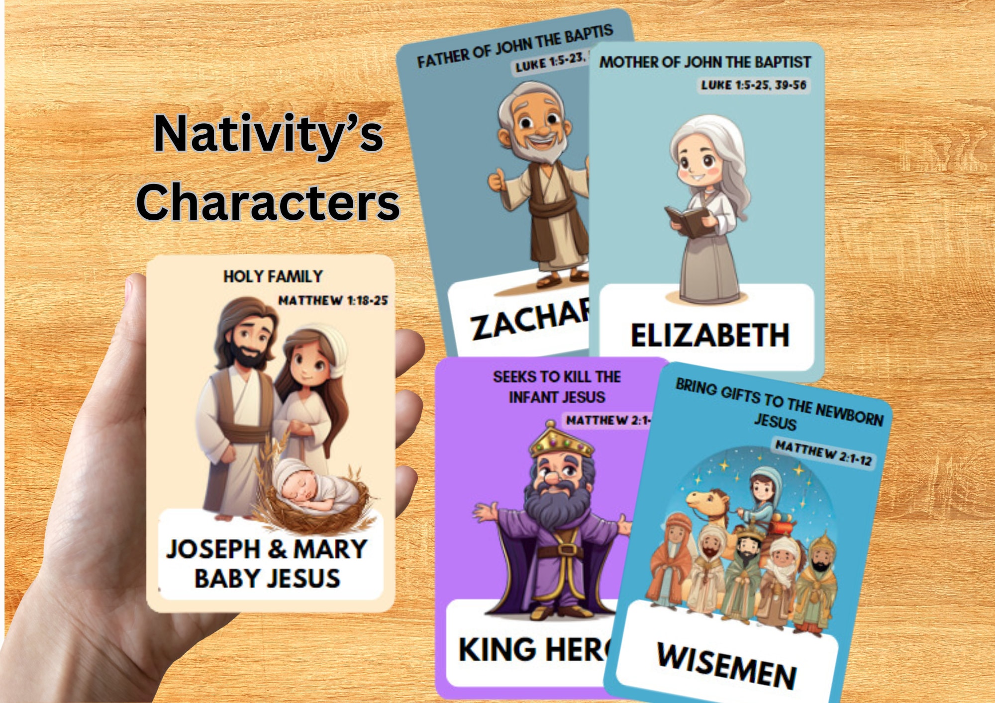 Christmas Bible Character Flashcards for Kids,nativity, Christian ...