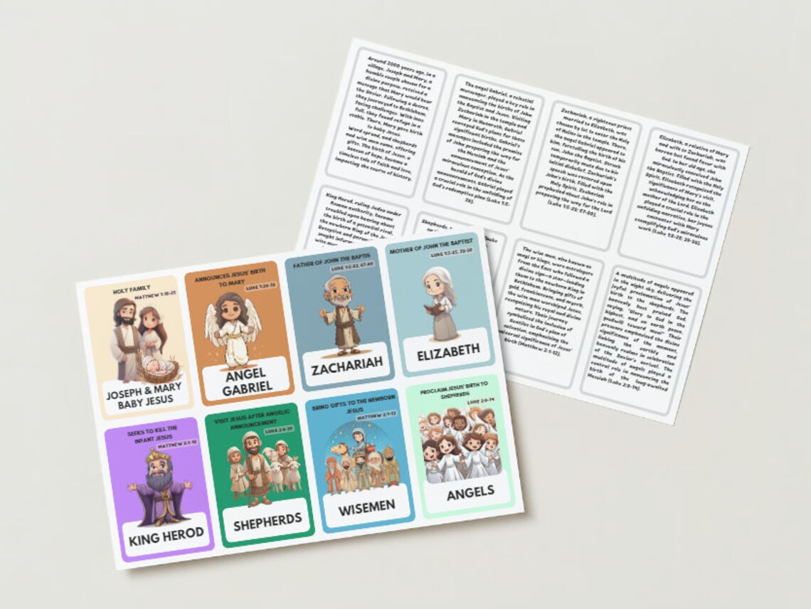 Christmas Bible Character Flashcards for Kids,nativity, Christian ...