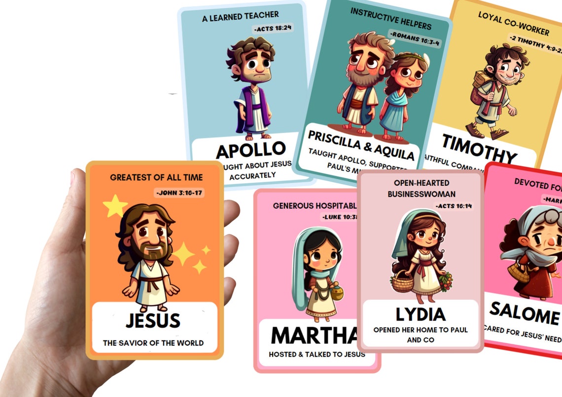 New Testament Bible Character Flashcards for Kids, Christian Education ...