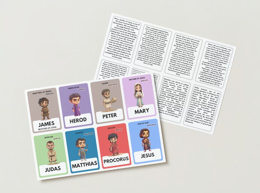 Book of Acts, Bible Character Flashcards for Kids, Christian Education ...