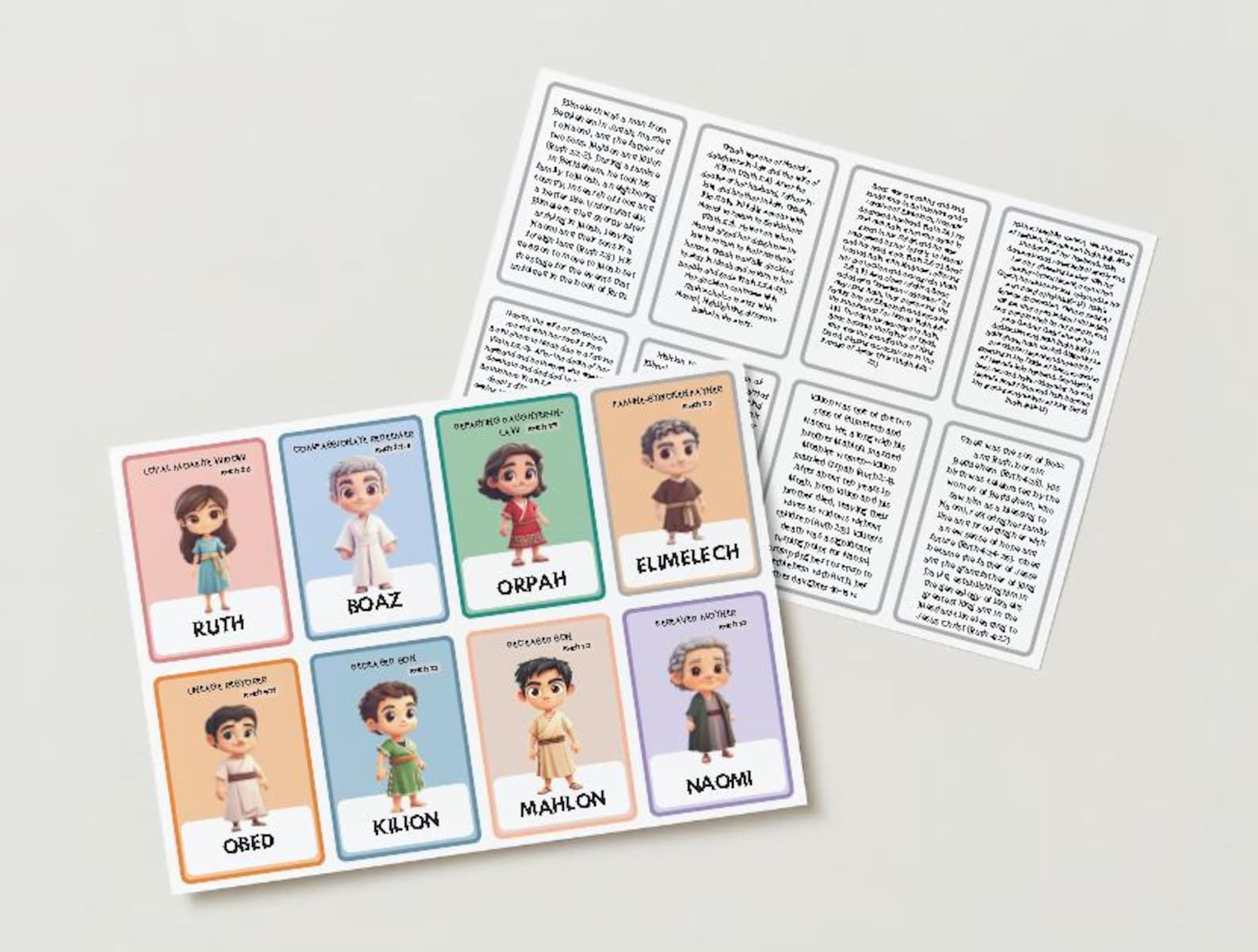 Ruth Bible Character Flashcards for Kids, Christian Education Tool ...