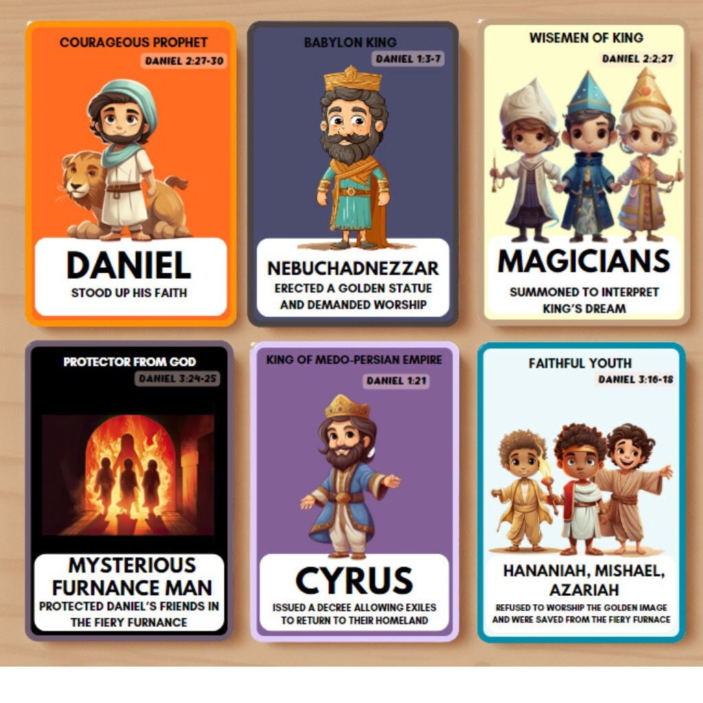 Book of Daniel, Bible Character Flashcards for Kids, Christian ...