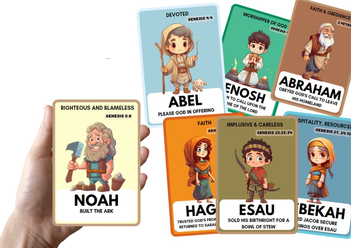 Genesis Series Bible Character Flashcards for Kids, Christian Education ...