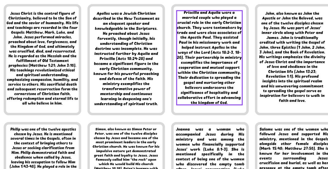 New Testament Bible Character Flashcards for Kids, Christian Education ...
