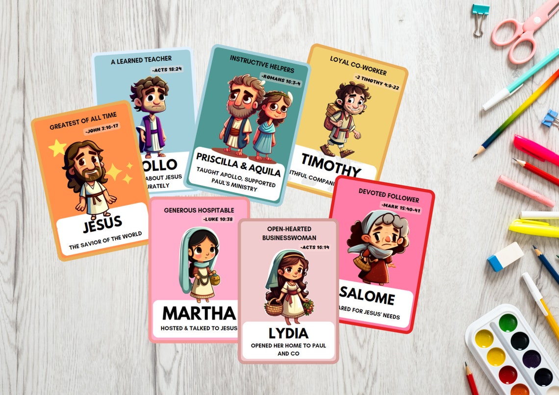 New Testament Bible Character Flashcards for Kids, Christian Education ...
