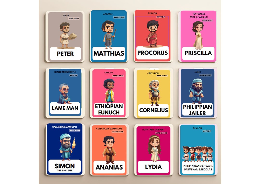 Book of Acts, Bible Character Flashcards for Kids, Christian Education ...