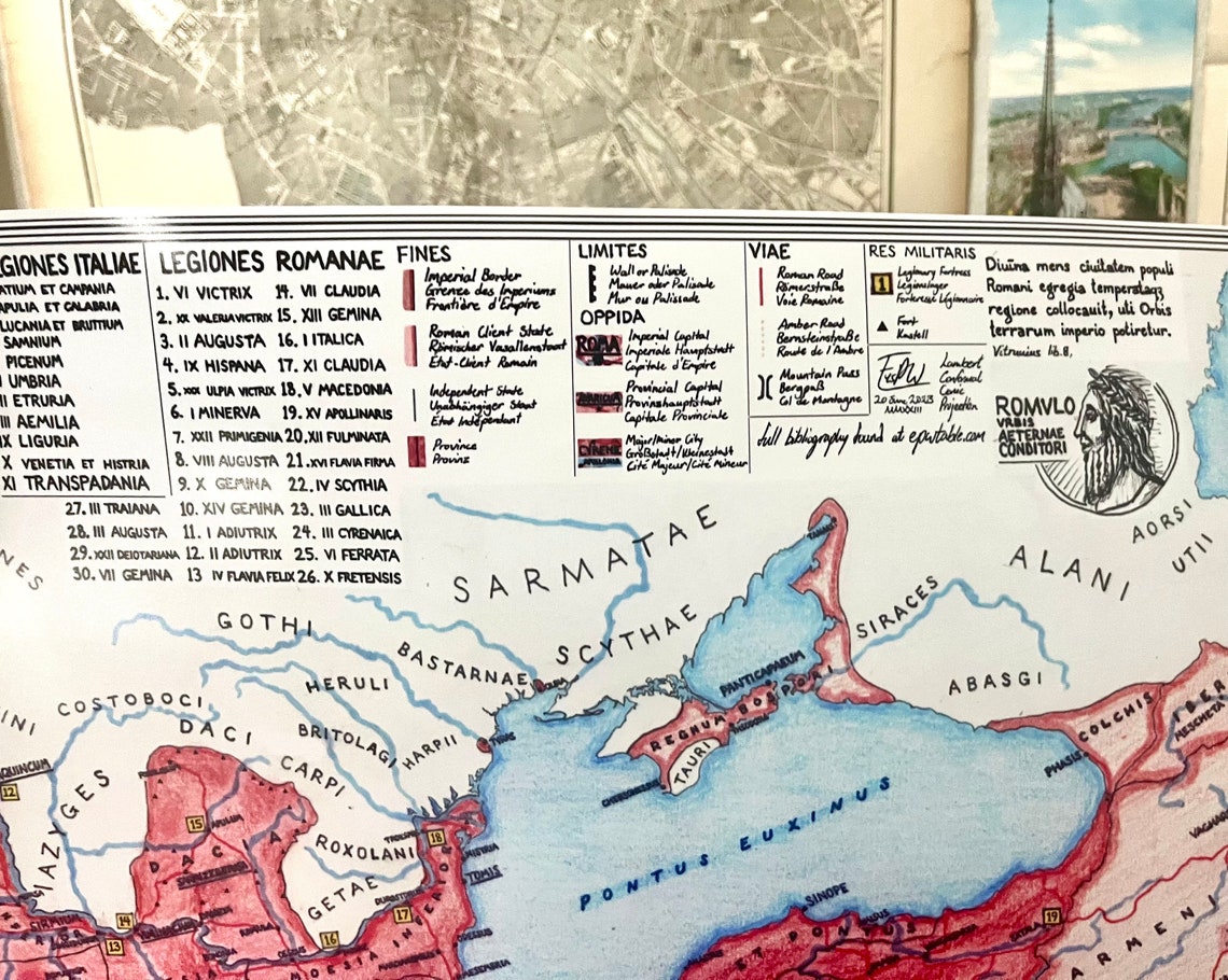 Roman Empire 125 AD Hand-drawn Map Matte Poster - Etsy