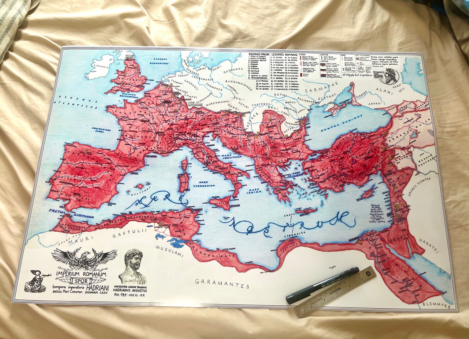 Roman Empire 125 AD Hand-drawn Map Matte Poster - Etsy