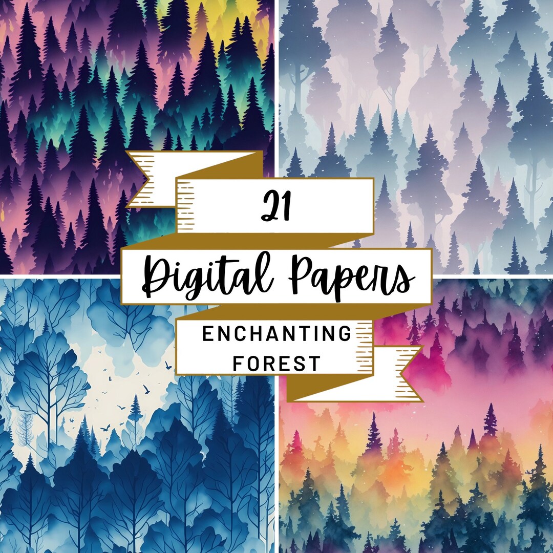 21 Enchanting Forest Digital Papers | PNG | Instant Download | Personal ...