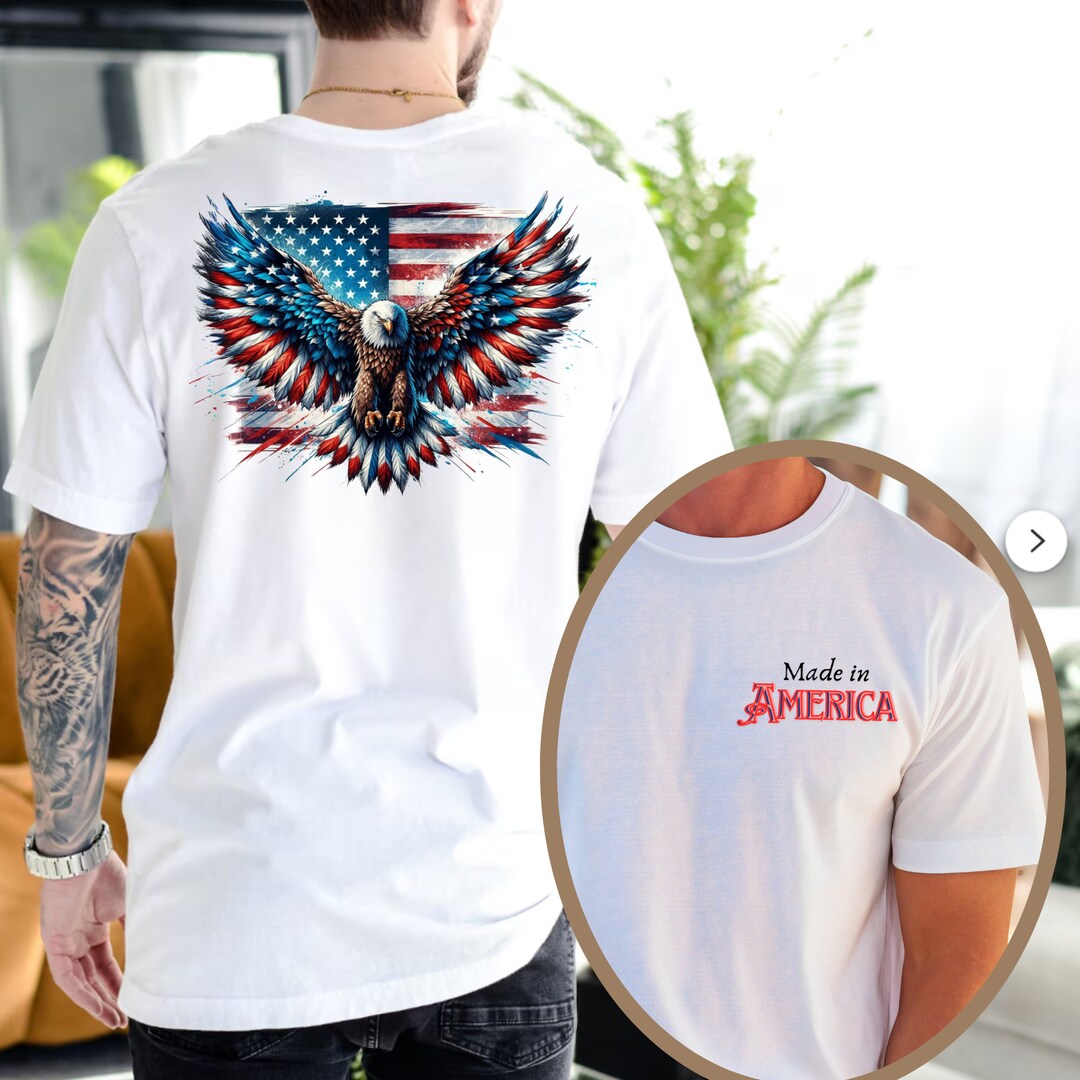 Bald Eagle American Flag Shirt for Men Eagle T Shirt Red White Blue ...