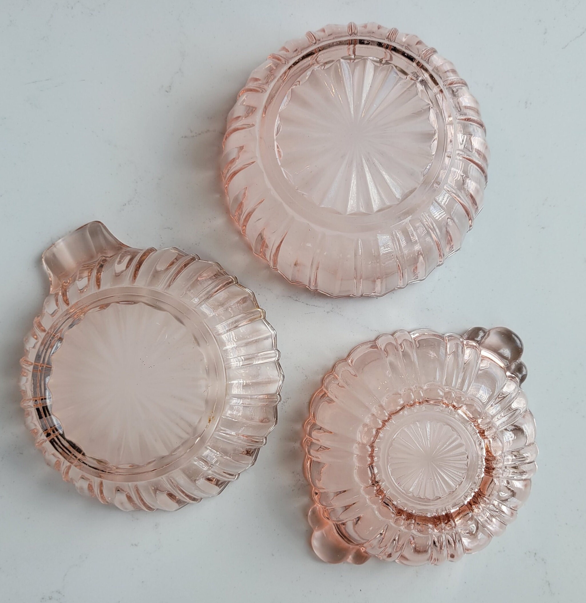 Vintage 1930s Anchor Hocking Fortune Pattern Pink Depression Glass 3 ...